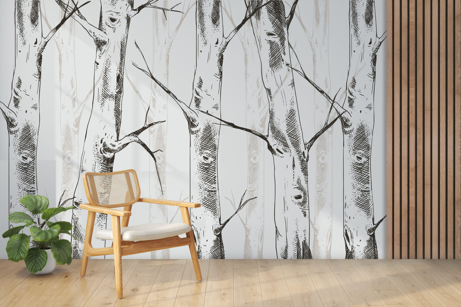 Papier peint tronc d'arbres - La nature s'invite chez vous - Papiers ...